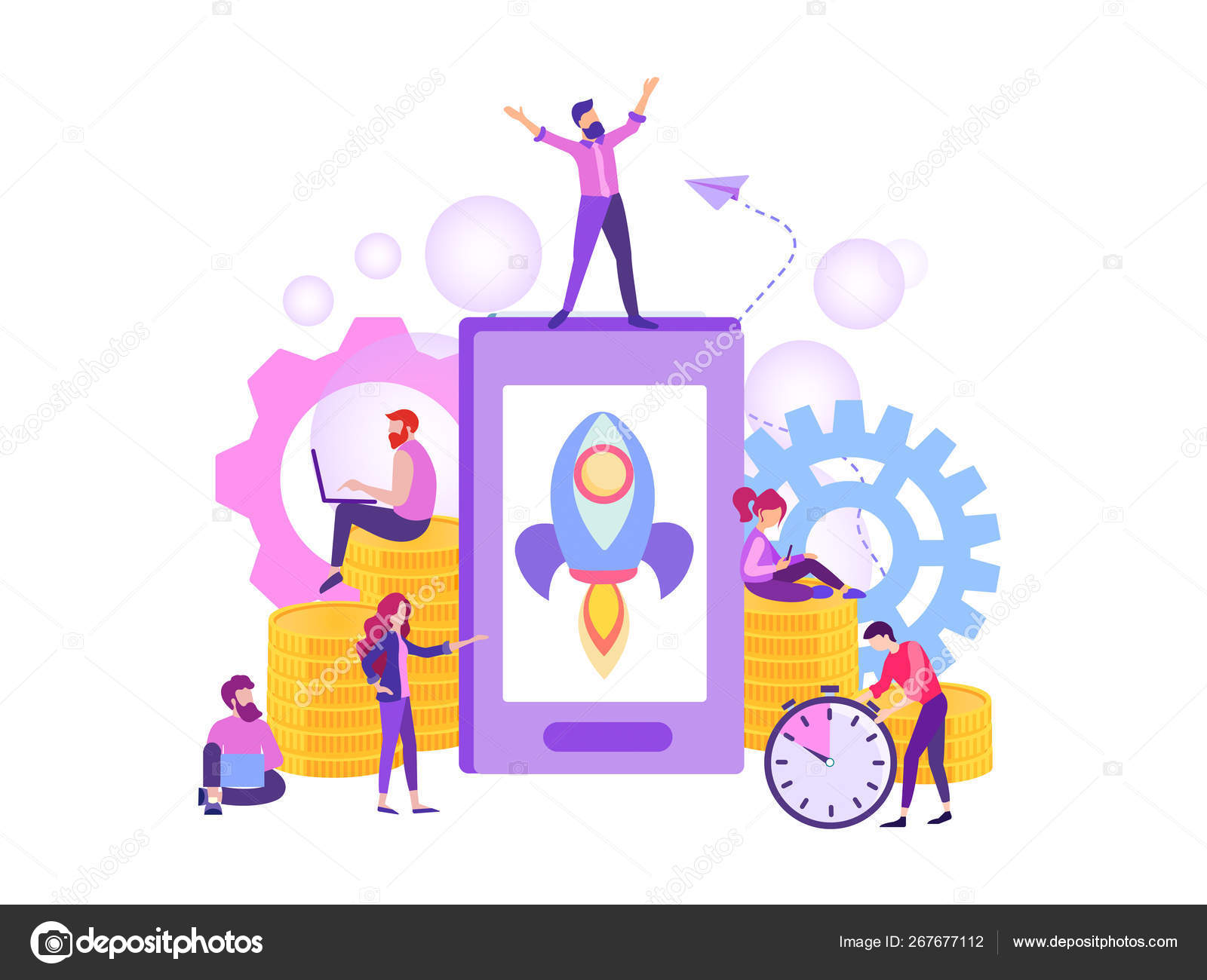 Vector illustration concept social networks, startup mobile busi Stock ...