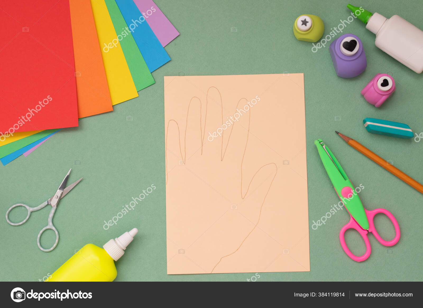 Outlined Hand Paper Yourself Sequencing Greeting Card Colored Paper ...
