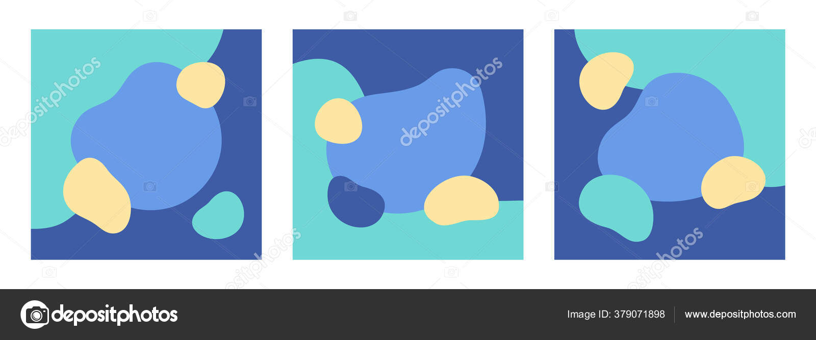 Set Colorful Abstract Square Format Backgrounds Various Shapes Isolated ...