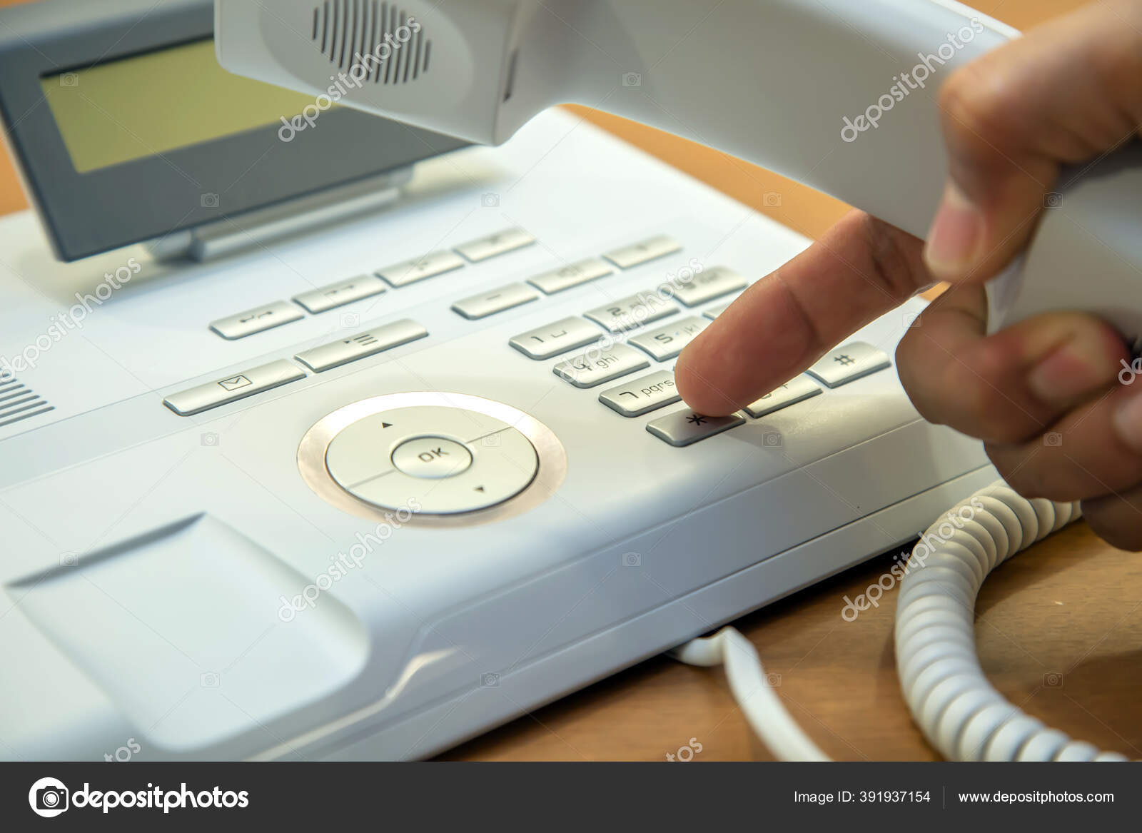 Hand Pick Phone Pressing Button Office Phone Old Telephone — Stock ...