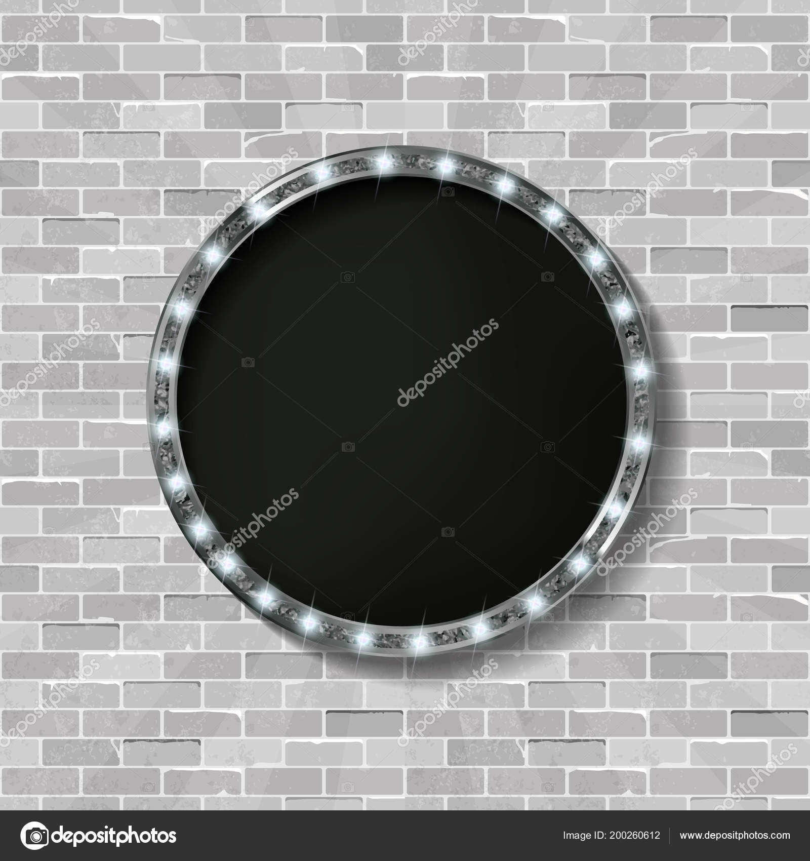 Render Marquee Light Circle Board Sign Brick Wall Background Vector ...
