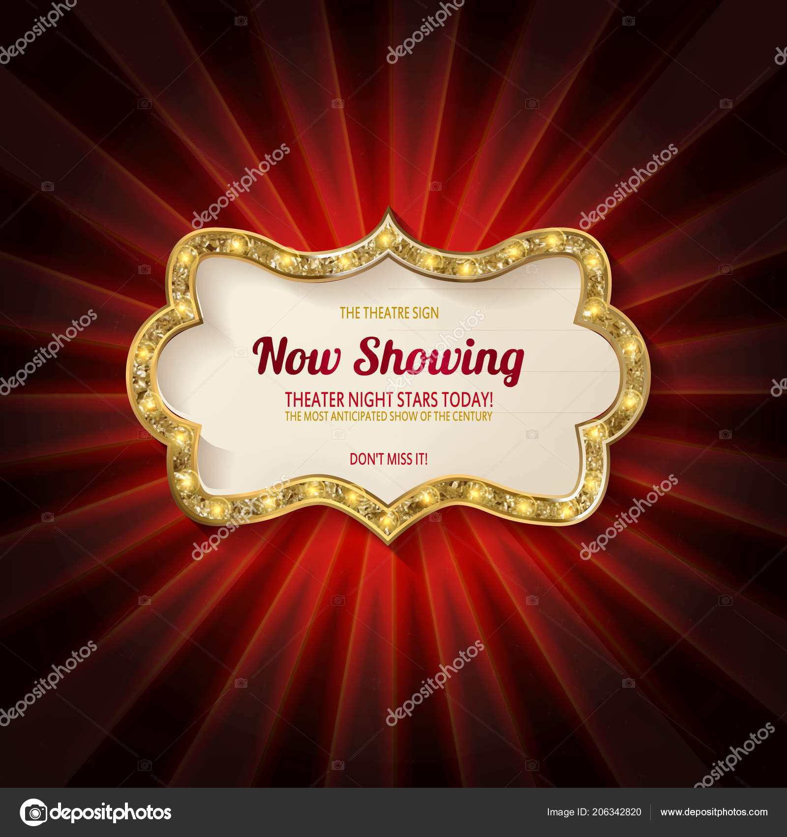 Render Marquee Light Board Sign Dark Background Vector Illustration ...