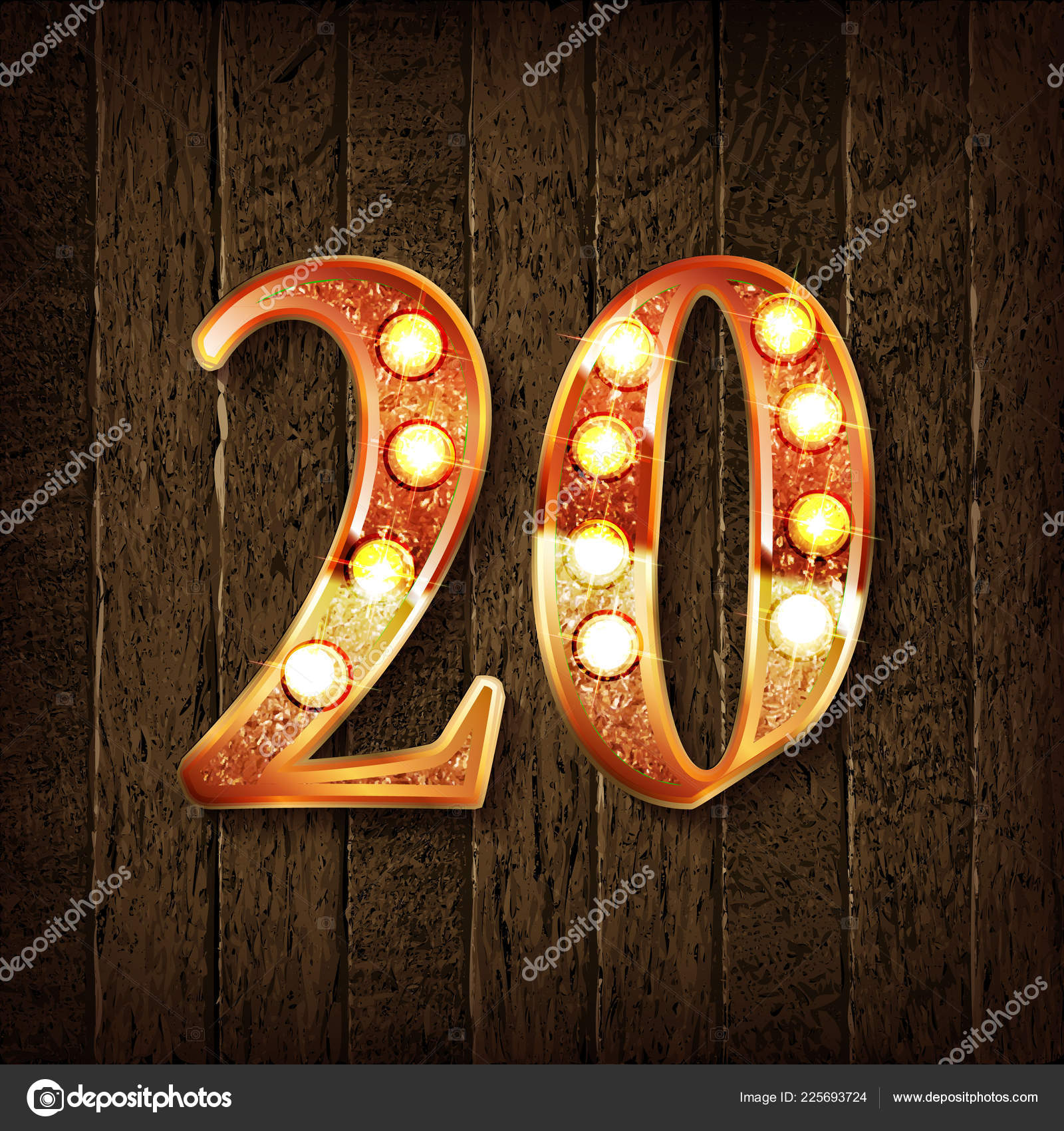 Número Dorado Sobre Fondo Madera Ilustración Vectorial Vector de stock ...