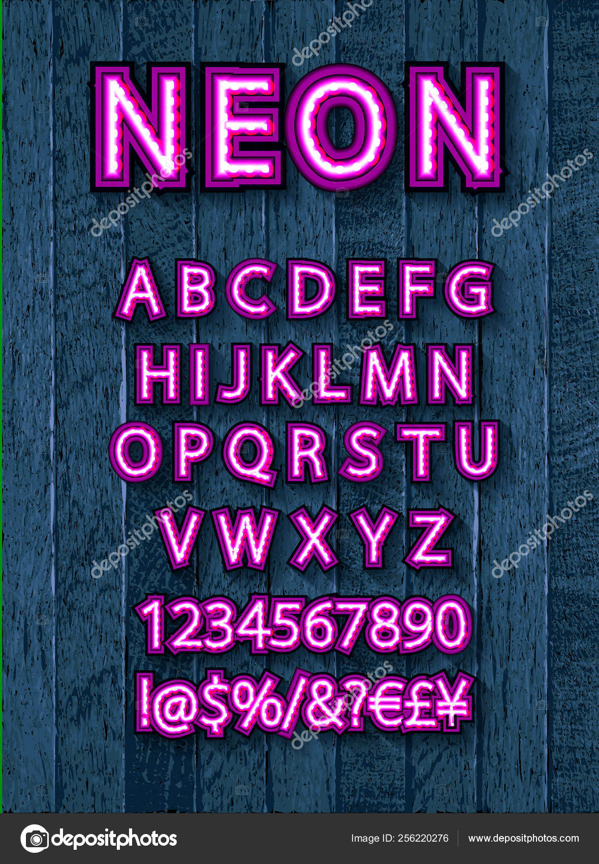 Rosa neón fuente conjunto . Vector de stock #256220276 de ©nastyaaroma2011