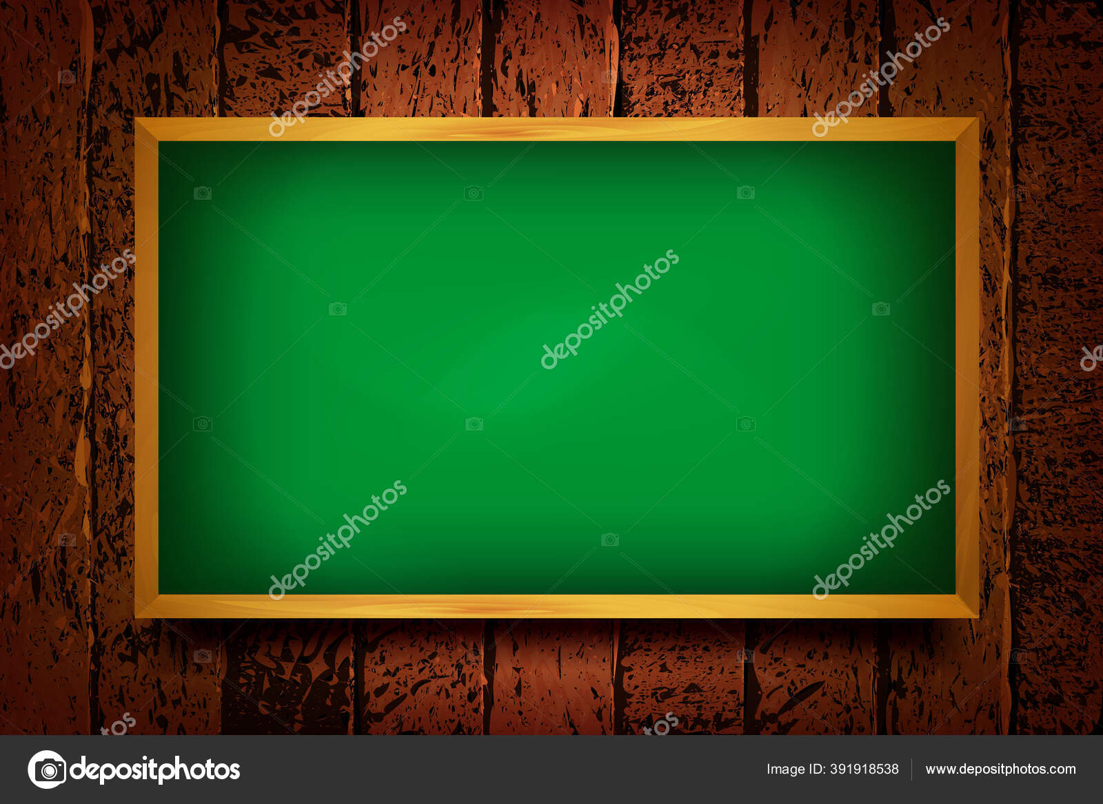 Green Blackboard Background Wooden Planks Back School Vector ...
