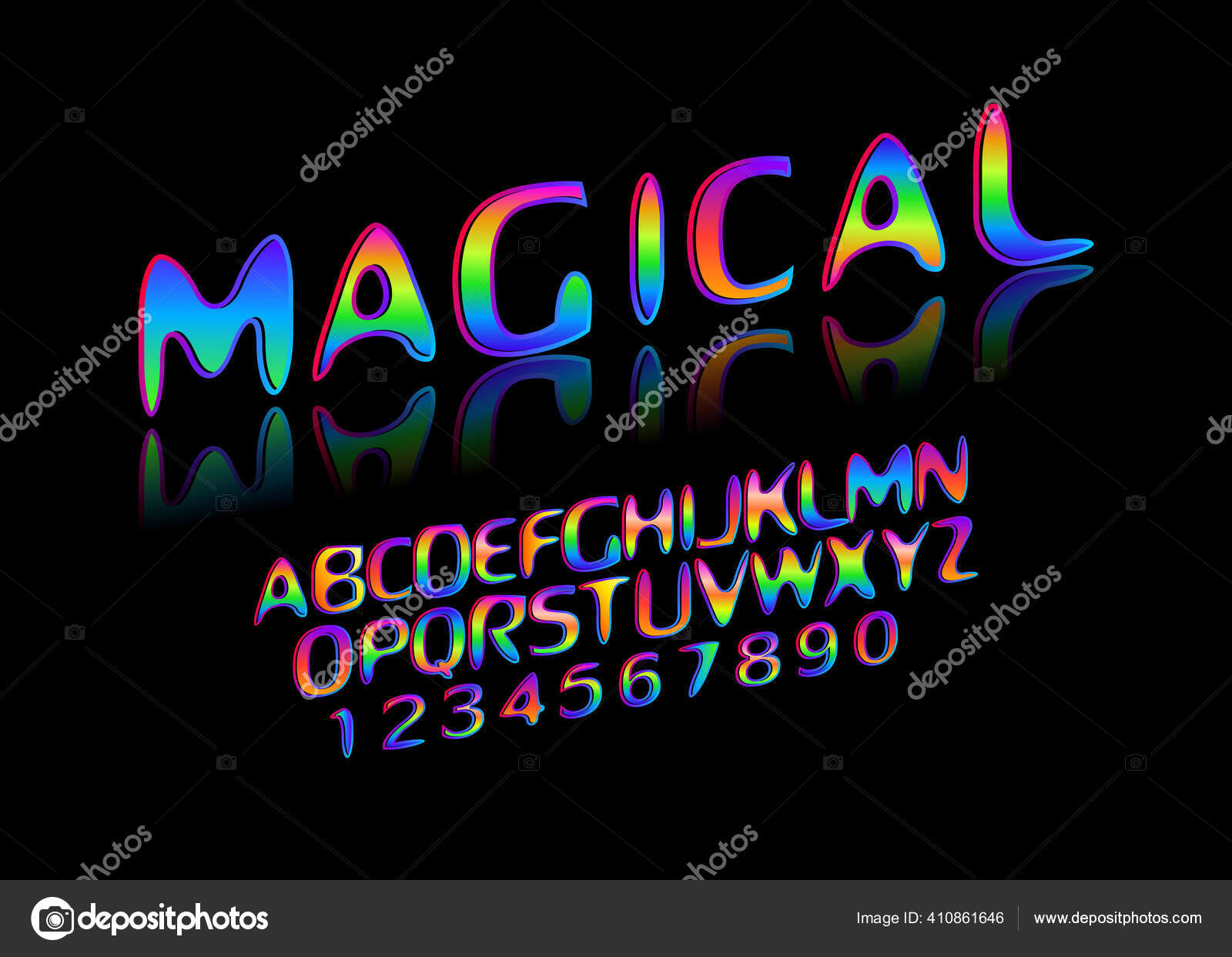 Fun English Alphabet One Line Colorful Letters Set Font Style Stock ...