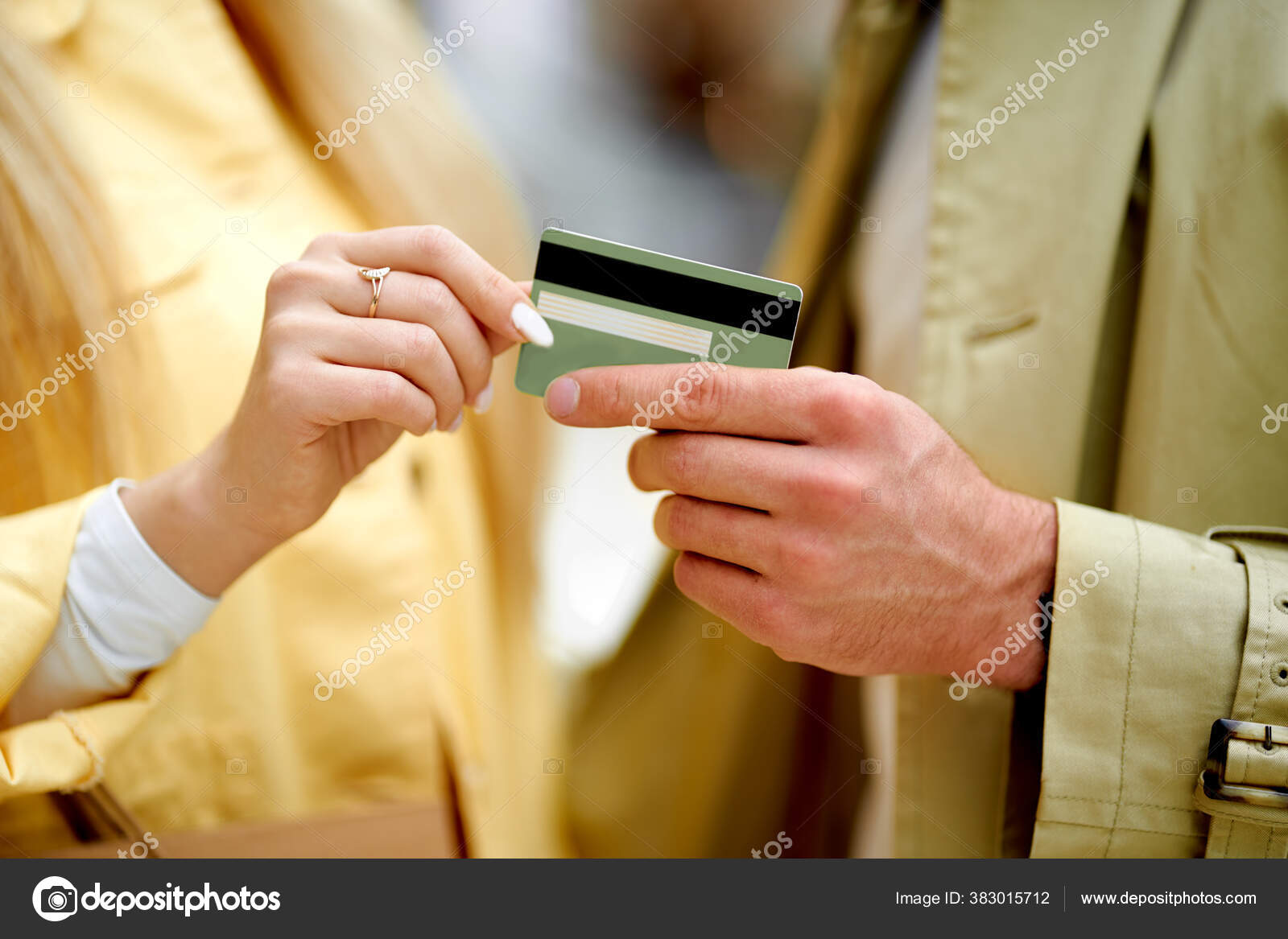 Handsome kind man give credit card to wife Stock Photo by ...