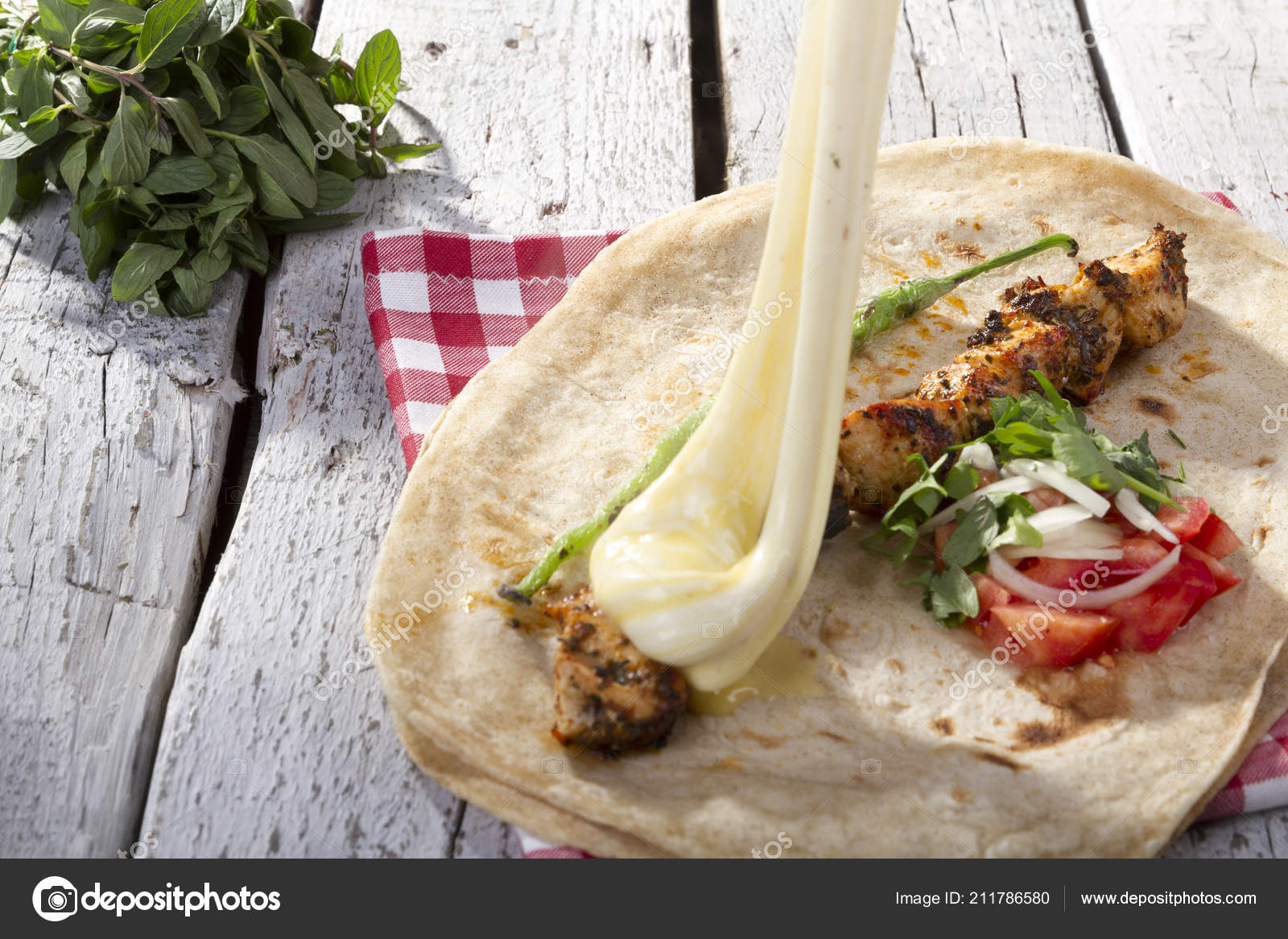 Turkish Arabic Traditional Ramadan Chicken Kebab Melting Cheese ...