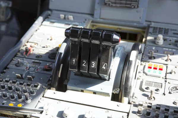 Airplane Pilot's Cockpit Center Control Panels Closeup High Detailed ...