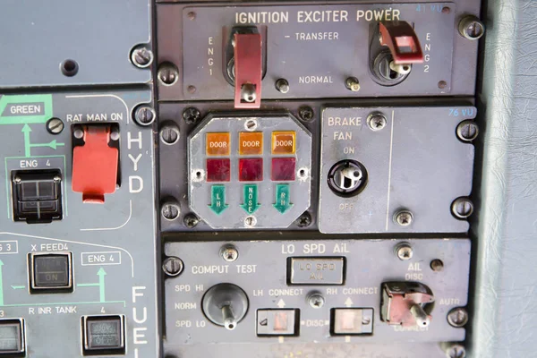 Airplane Pilot's Cockpit Center Control Panels Closeup High Detailed ...