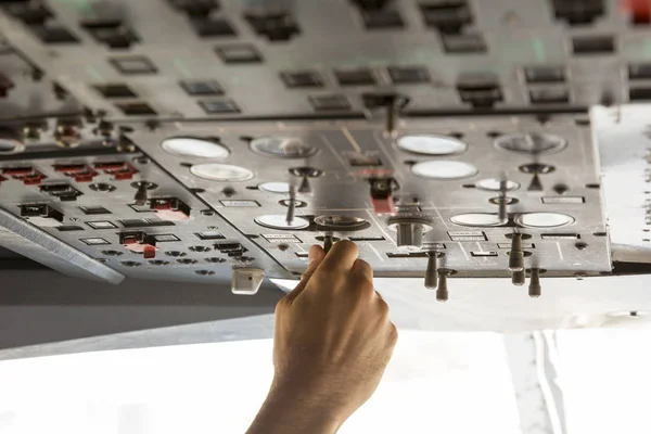 Airplane Pilot Cockpit Center Control Panels Closeup High Detailed View ...