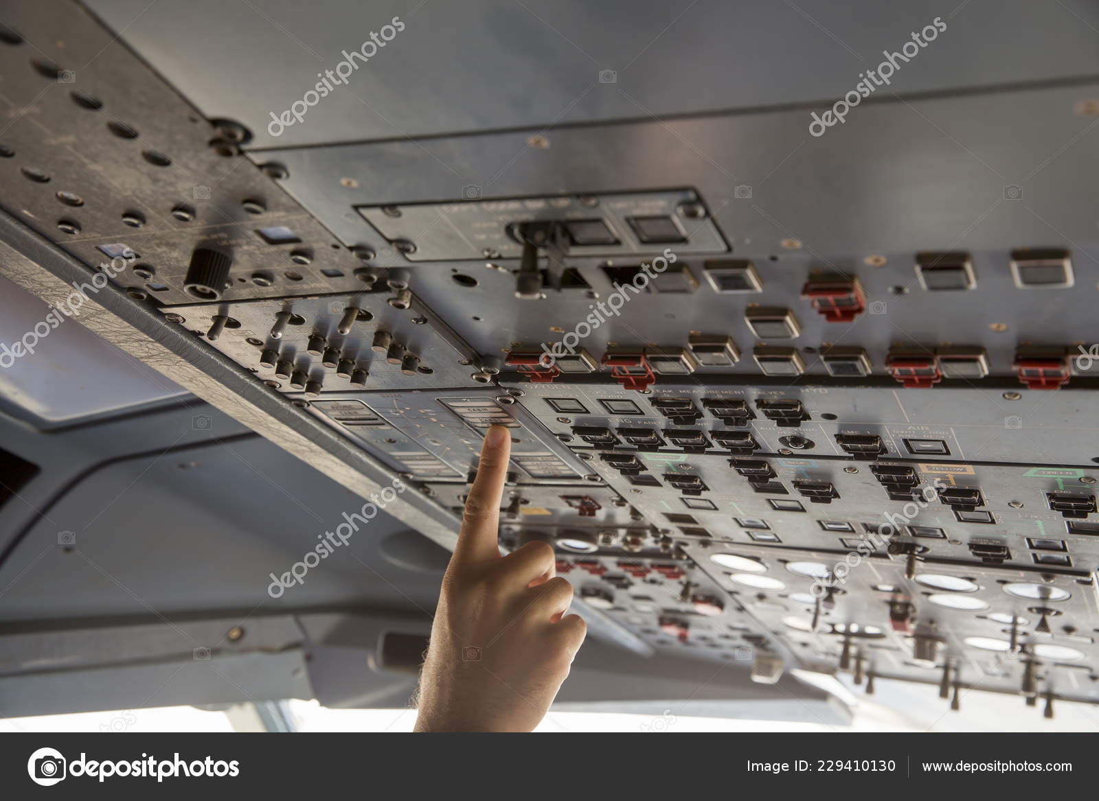 Airplane Pilot's Cockpit Center Control Panels Closeup High Detailed ...
