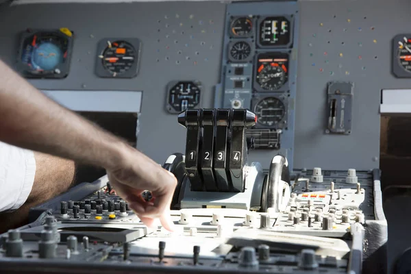 Airplane Pilot Cockpit Center Control Panels Closeup High Detailed View ...