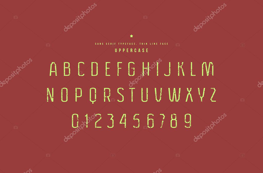 Fuente original sans serif. Cara delgada. Letras y números con textura ... Fuente original sans serif. Cara delgada. Letras y números con textura ...
