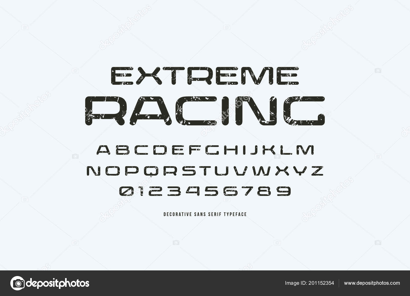Extended Sans Serif Font Rounded Corners Letters Numbers Rough Texture ...