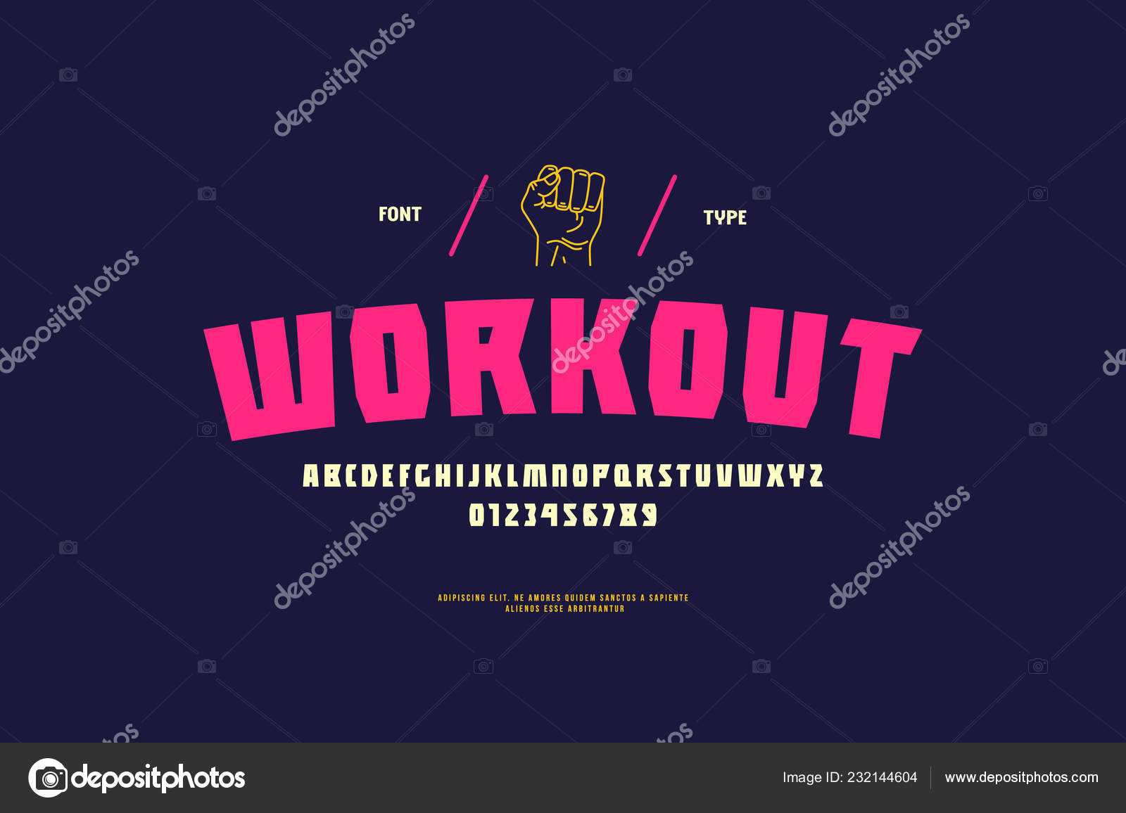 Stock Vector Sans Serif Font Alphabet Typeface Letters Numbers Workout ...