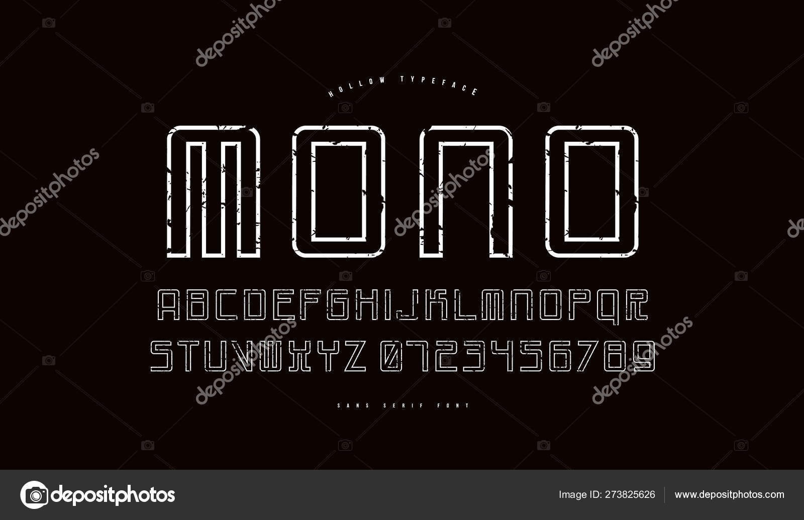Hollow monospaced sans serif font in cyber style Stock Vector Image by ...