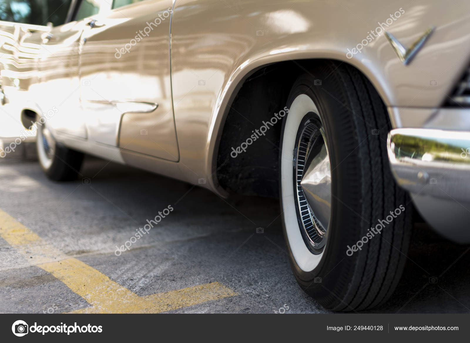 Front right wheel of a 1957 Plymouth Vintage car in Izmir Turkey ...