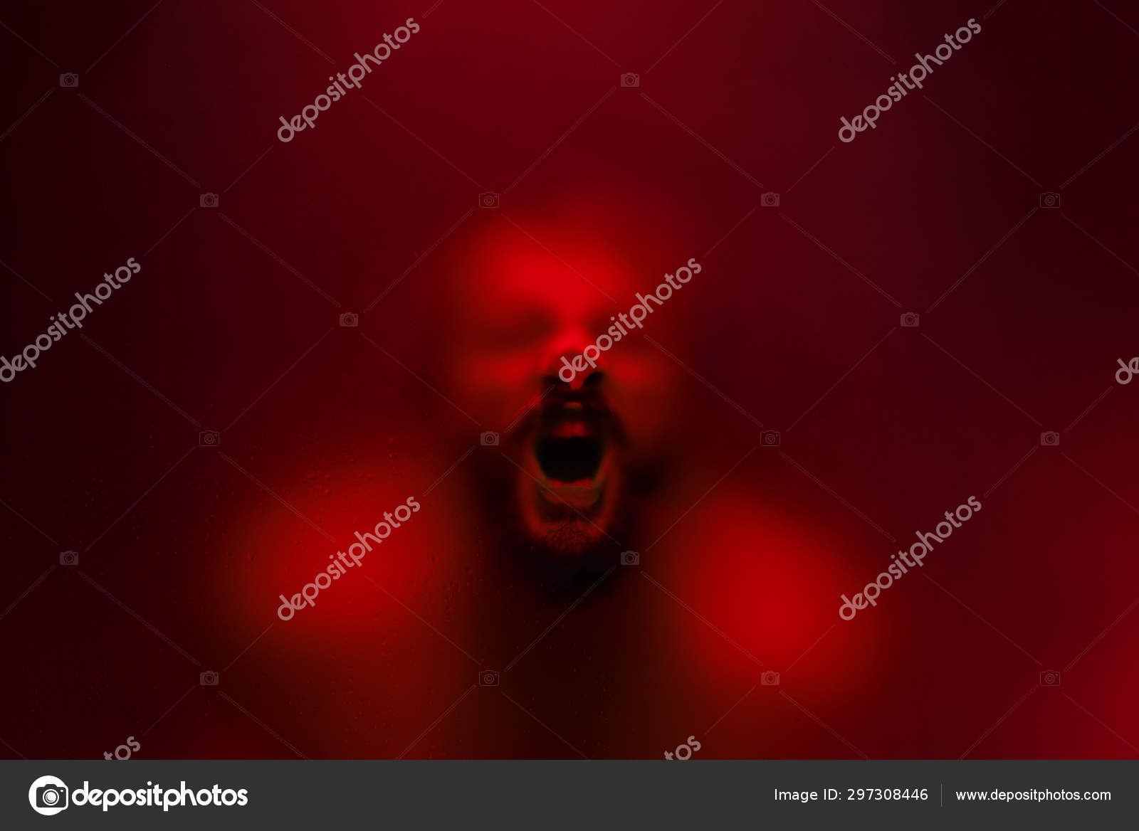 Creepy looking man is screaming behind a frosted glass. — Stock Photo ...