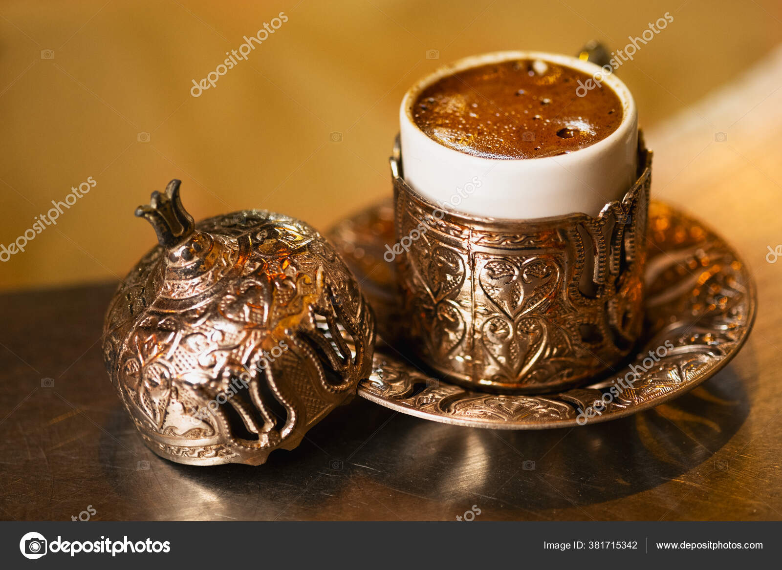 Turkish Coffee Coffee Sand Ottoman Style Turkish Coffee Cup — Stock ...