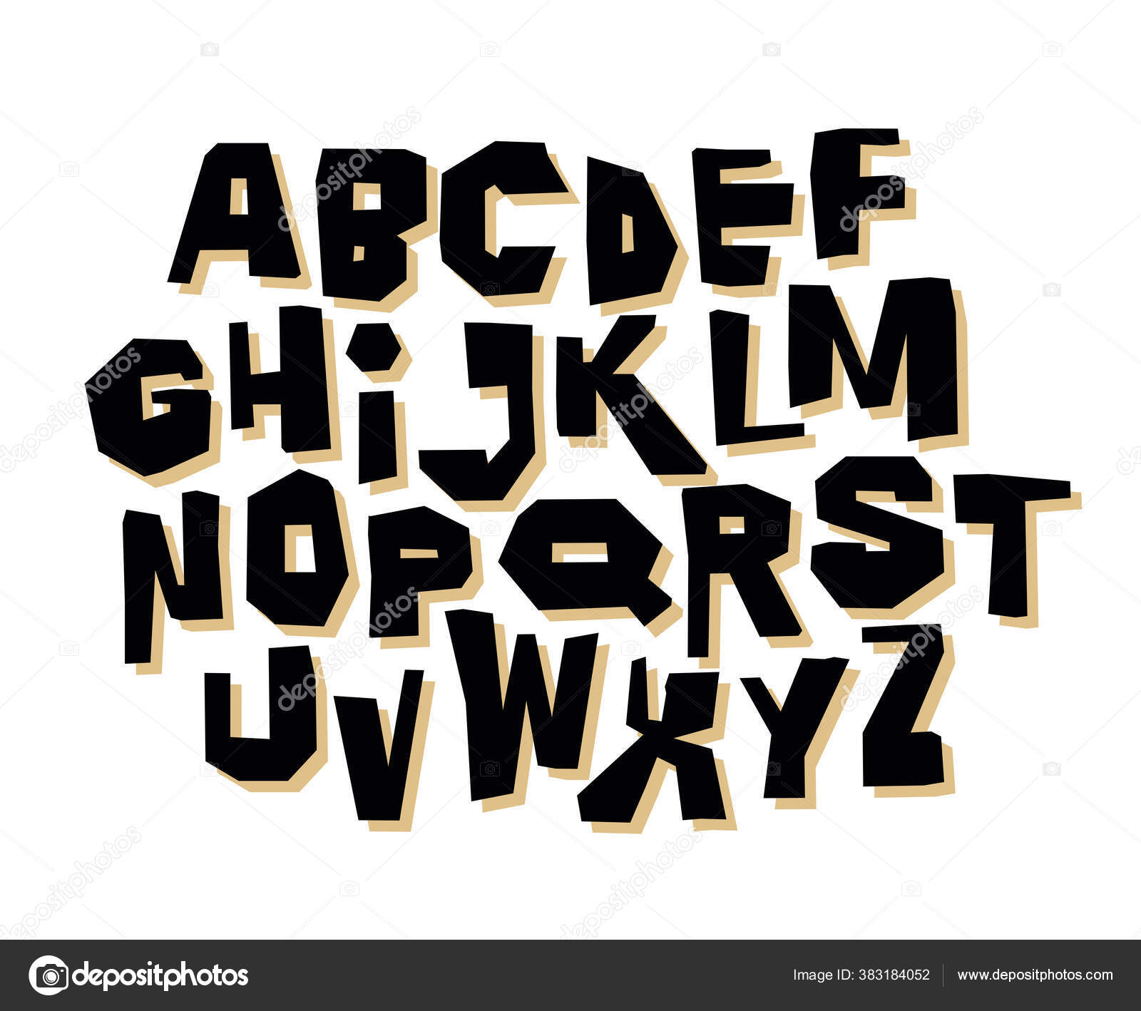 Simple Hand Lettering Retro Font White Background Vector Alphabet Stock ...