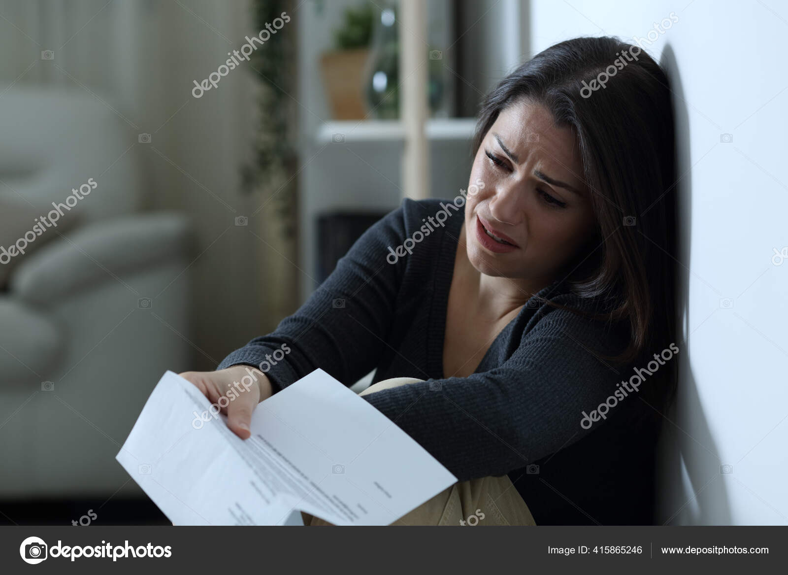 Sad Girl Writing A Letter