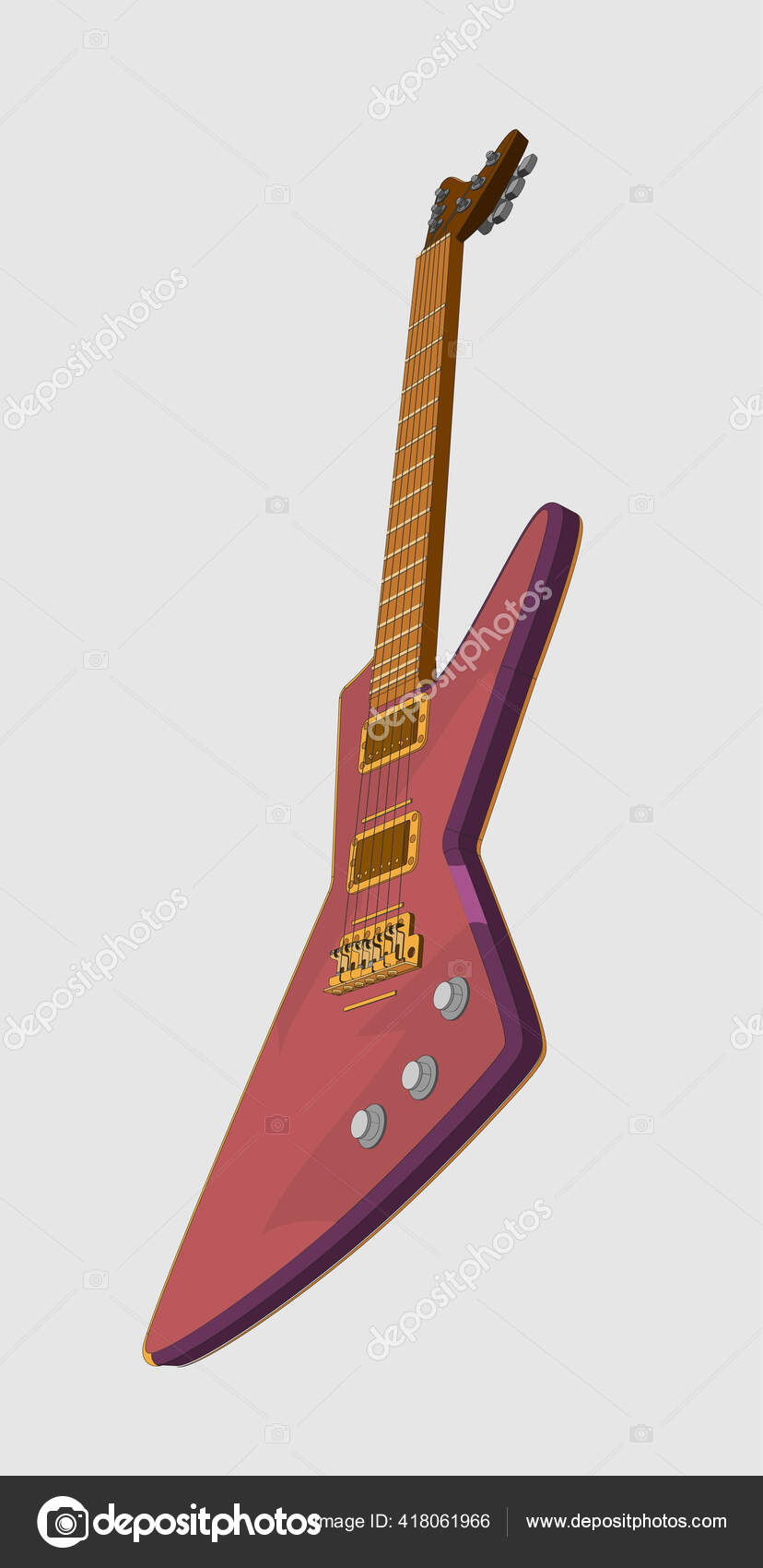 3d realistic colored classic electric guitar. 3d vector model of pink ...