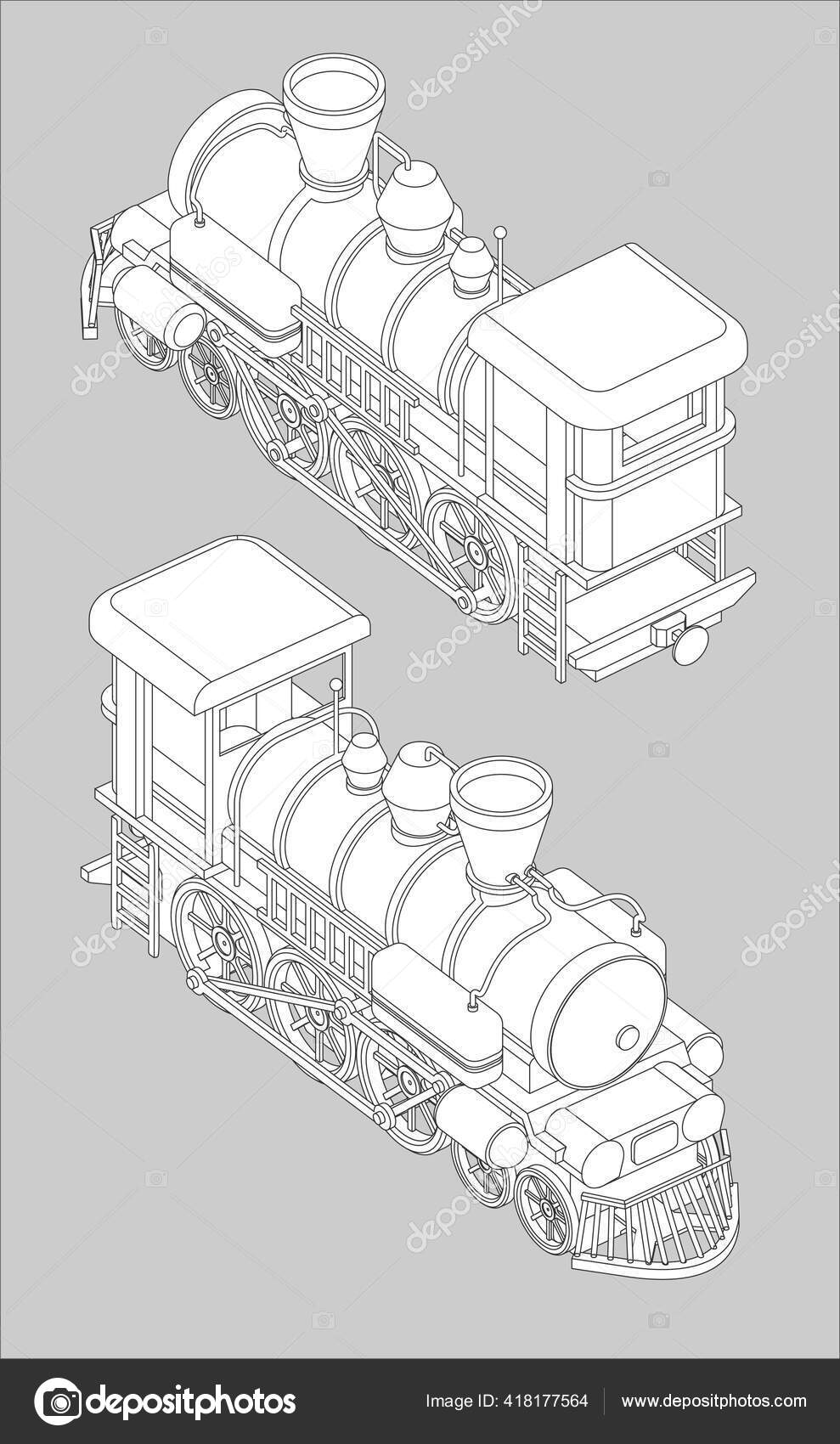 Steam Train Illustration Front