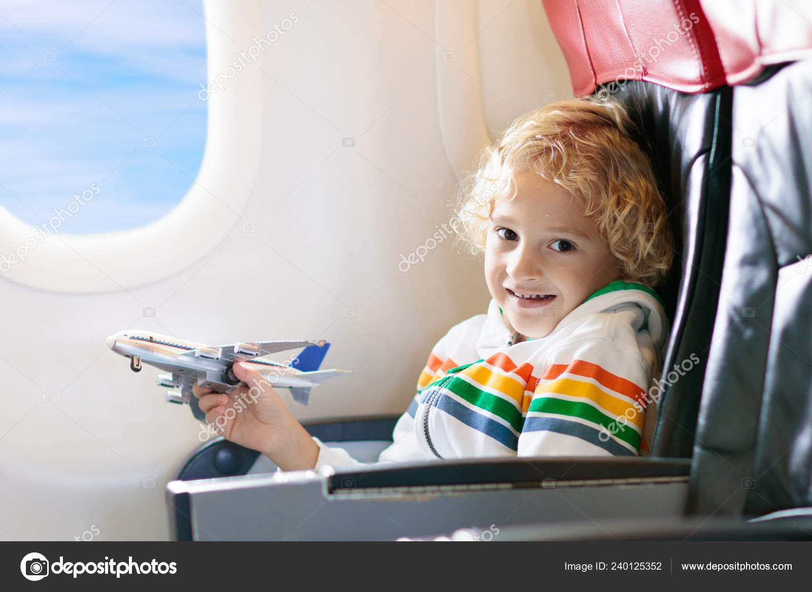 Child Airplane Kid Air Plane Sitting Window Seat Flight Entertainment ...