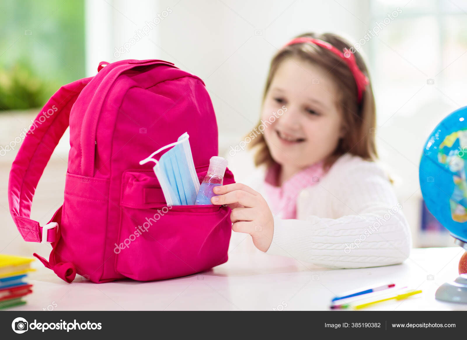 School Child Backpack Face Mask Sanitizer Student Safety Coronavirus ...