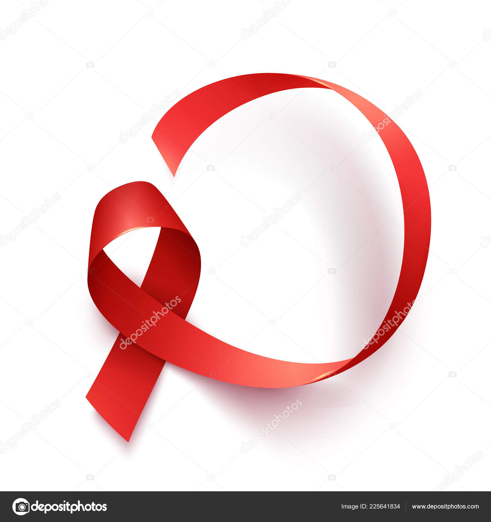 Realistic red ribbon, world aids day symbol, 1 december, vector illustration. World cancer day ...