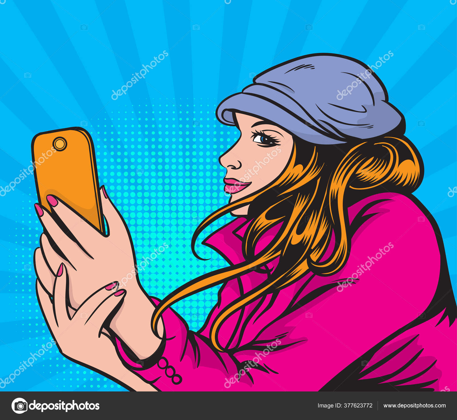Beautiful Young Women Taking Selfie Photo Smart Phone Social Networks Stock Vector Image By