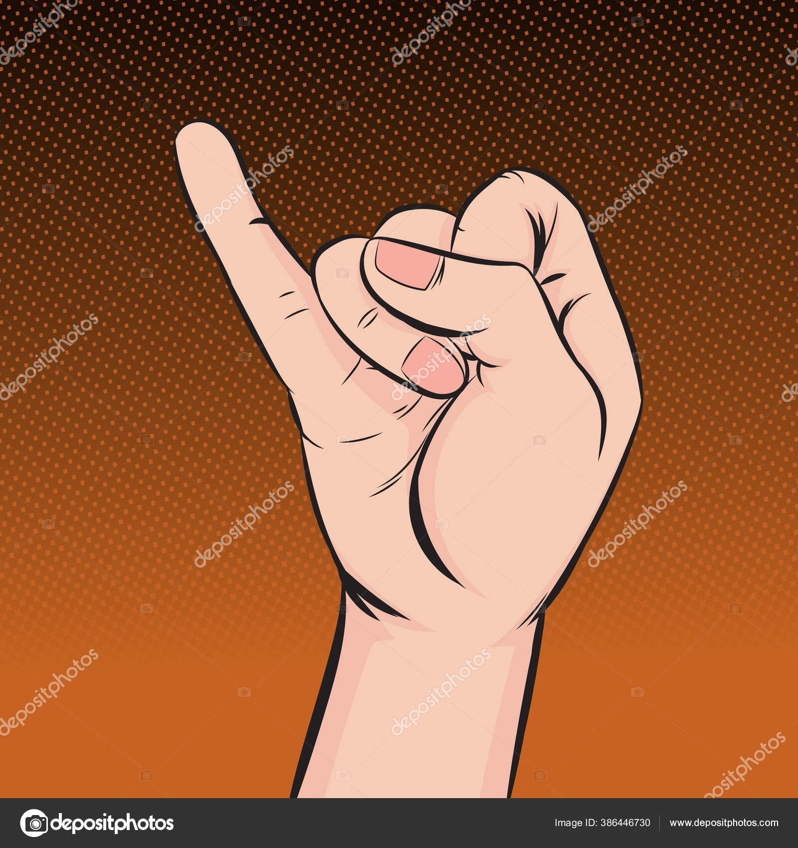 Die Rechte Hand Zeigt Den Kleinen Finger Pop Art Retro Stock-Vektorbild ...