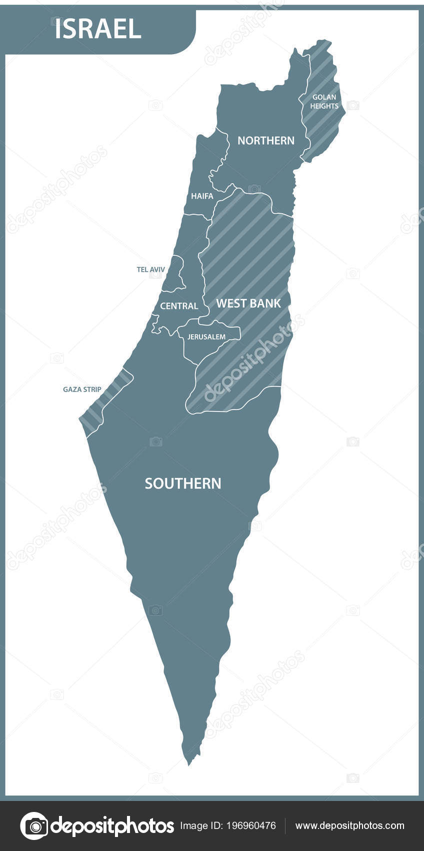 Detailed Map Israel Regions — Stock Vector © -panya- #196960476