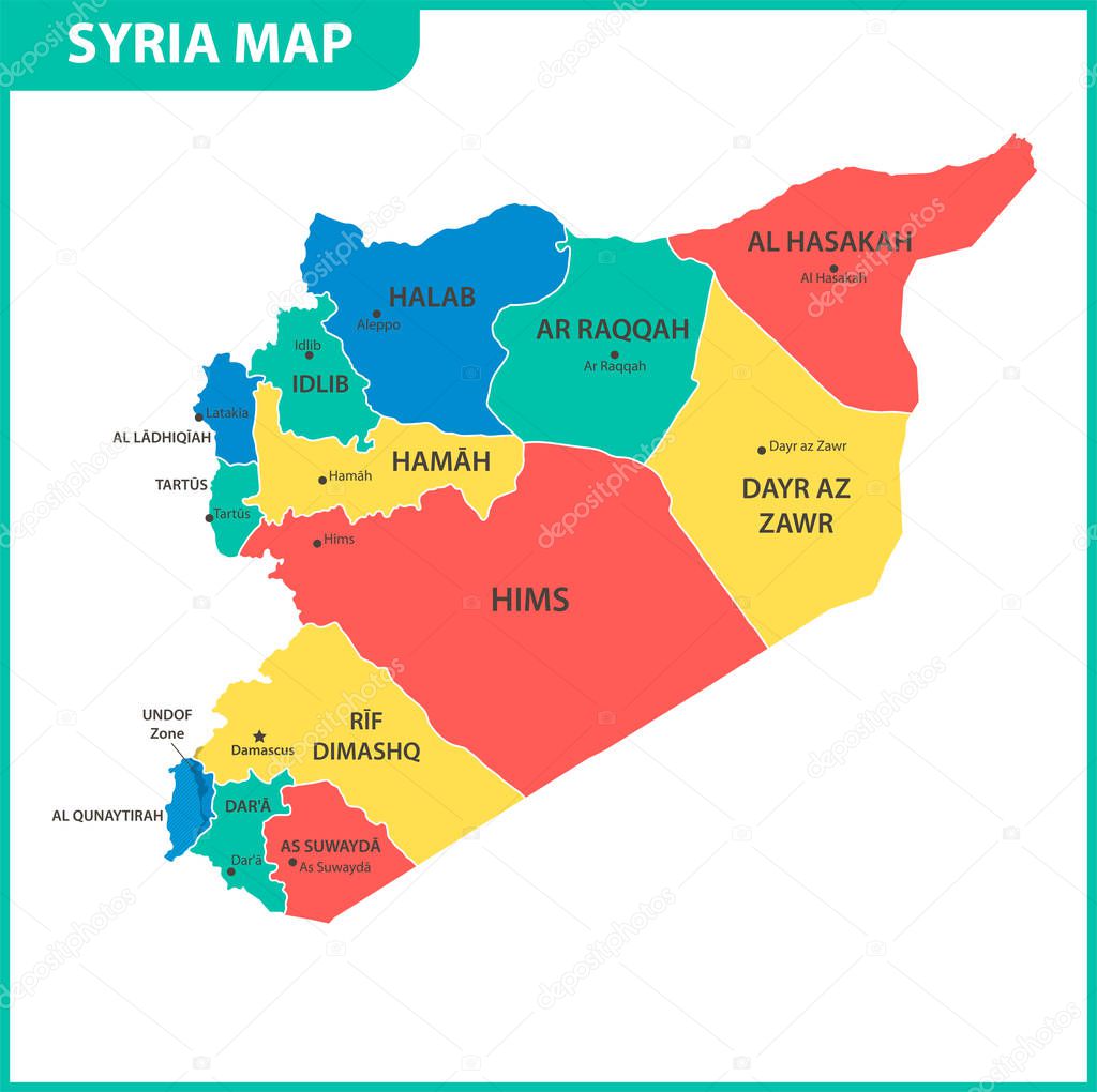 Suriye Bölgeler Veya Birleşik Şehirler Sermaye Ile Detaylı Haritası ...