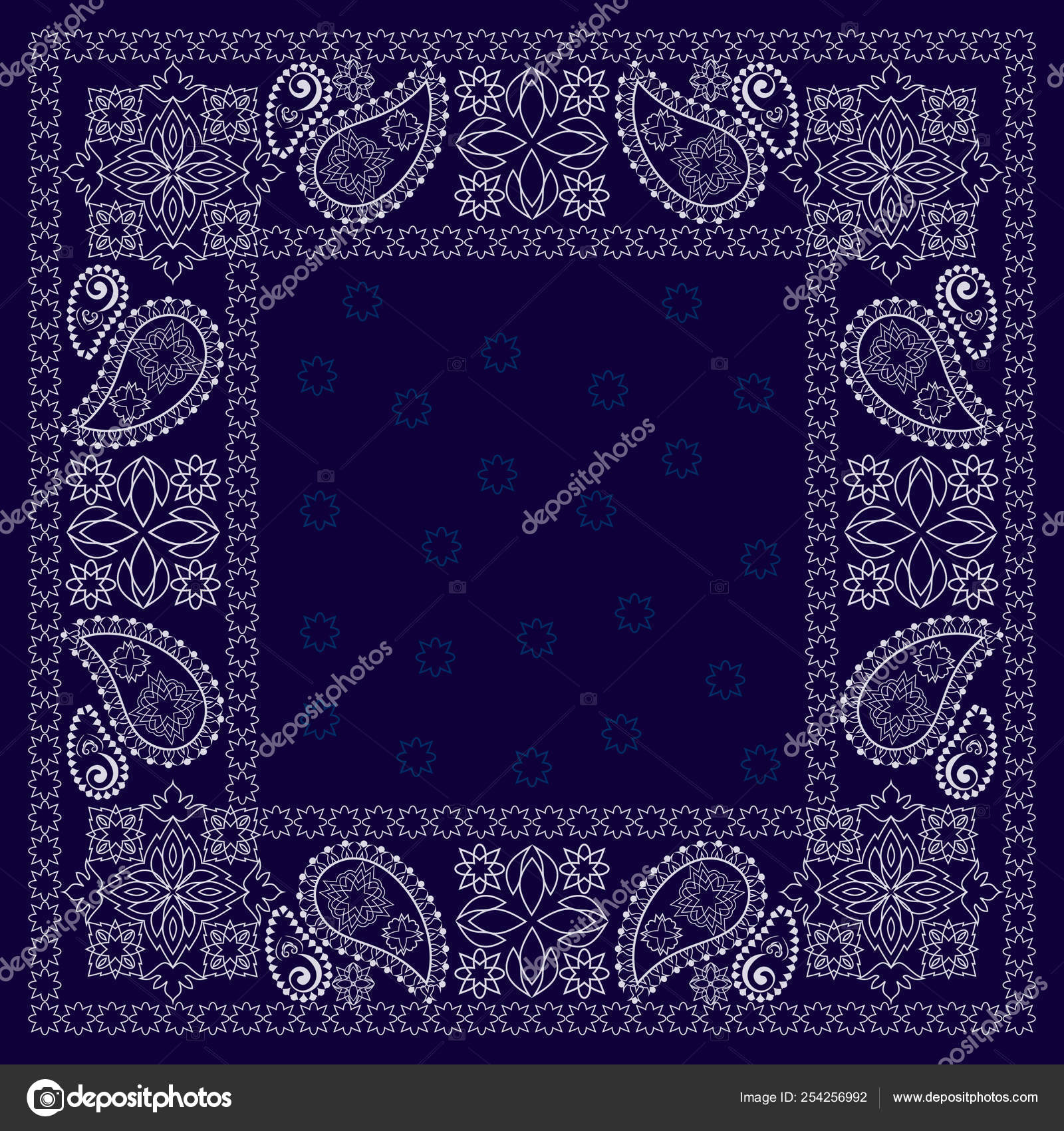 Paisley bandana- blue and white pattern Stock Vector Image by ...