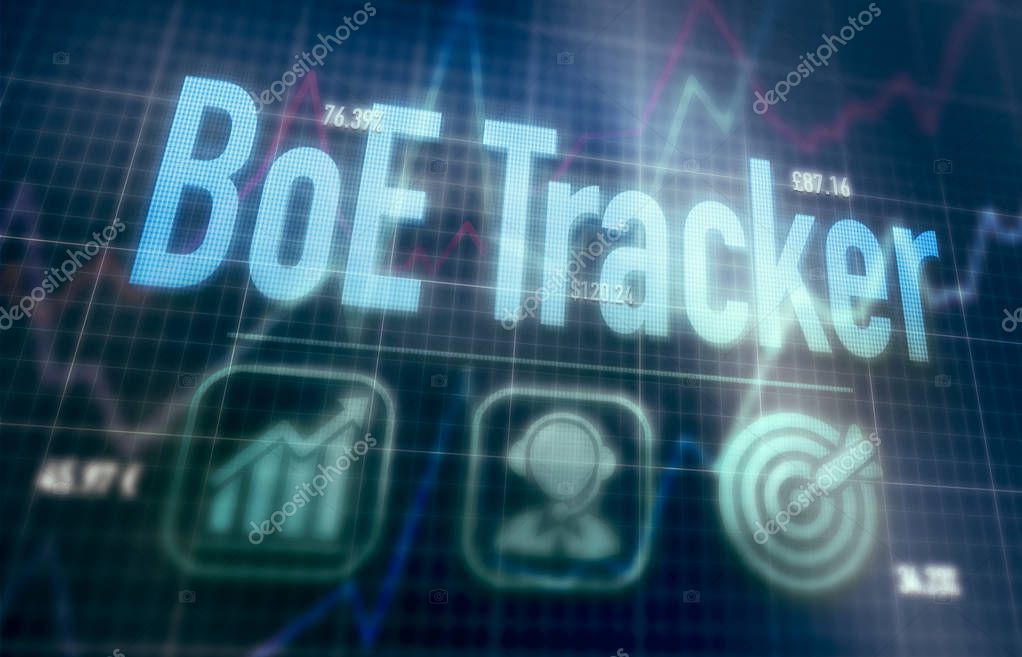 Concepto BoE Tracker en una pantalla de computadora de matriz de puntos ...