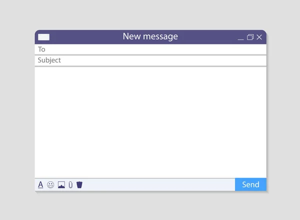 Email message template. Mockup blank mail screen window. Browser interface with with send form ...