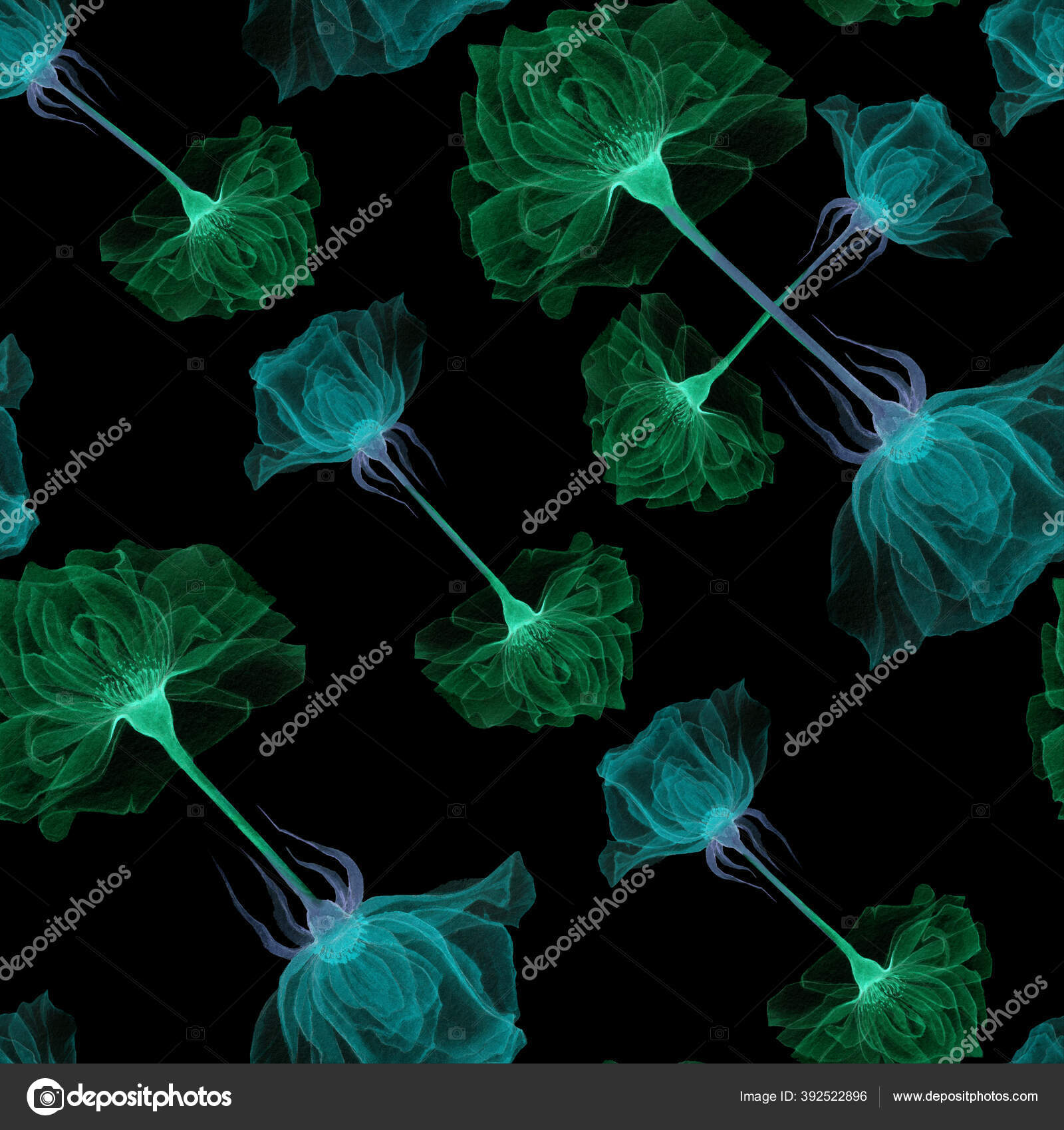 Seamless transparent flowers Stock Photo by ©artelka_lucky 392522896