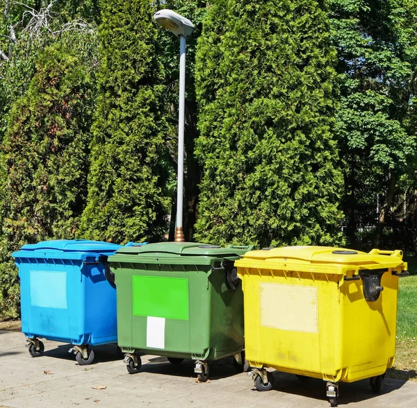 Large garbage cans for recycling - Stock Image - Everypixel