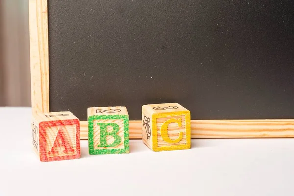Abc Blocks Arranged Stack Education Kids Background — Stock Photo ...