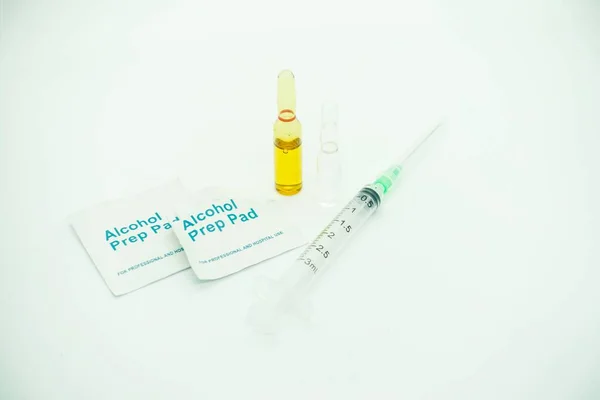 Medication Ampoules Intravenous Injections Wooden Background Empty ...
