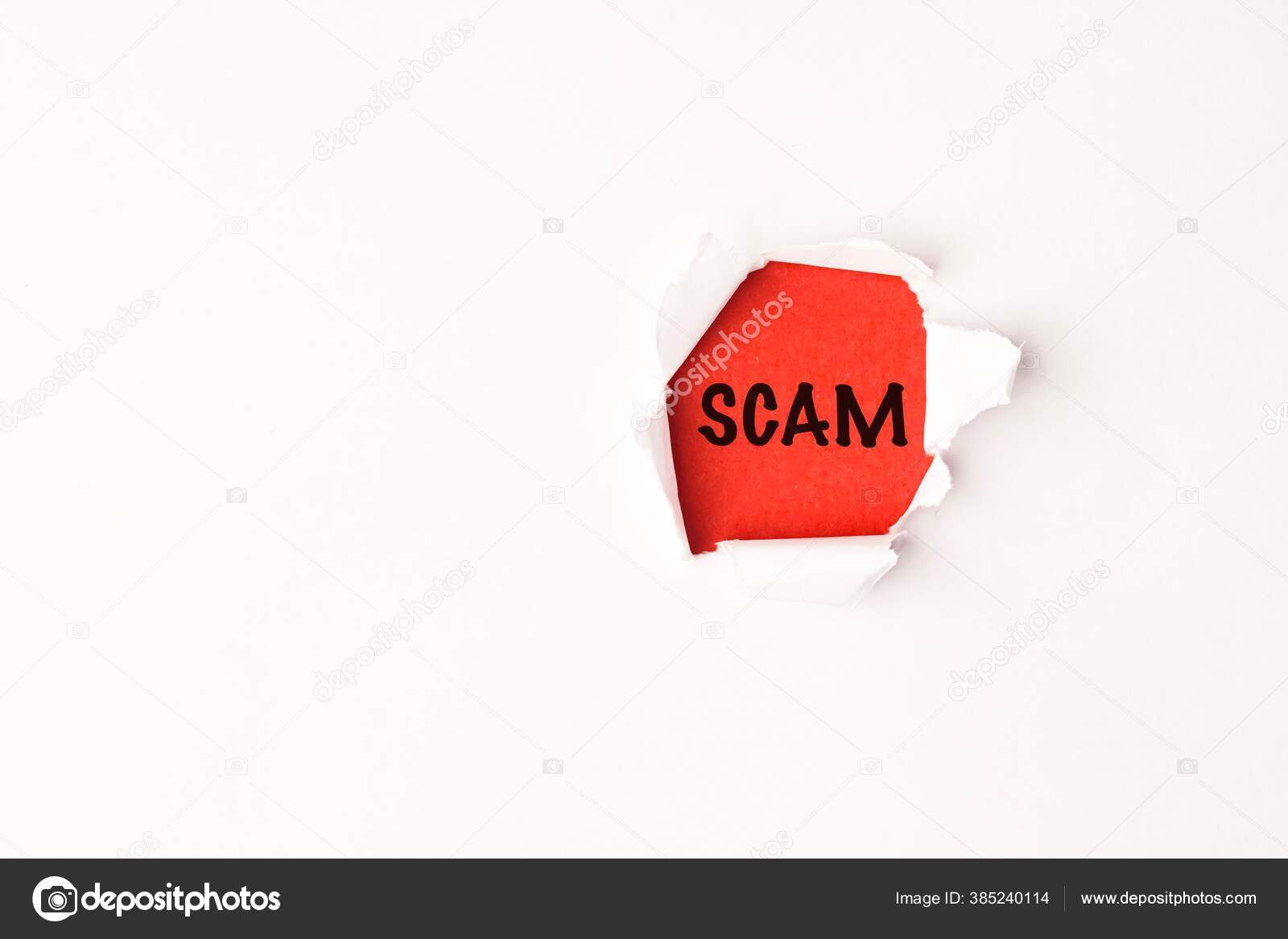 Scam Wording Torn Paper Background Stock Photo by ©fadhli.adnan19@gmail ...