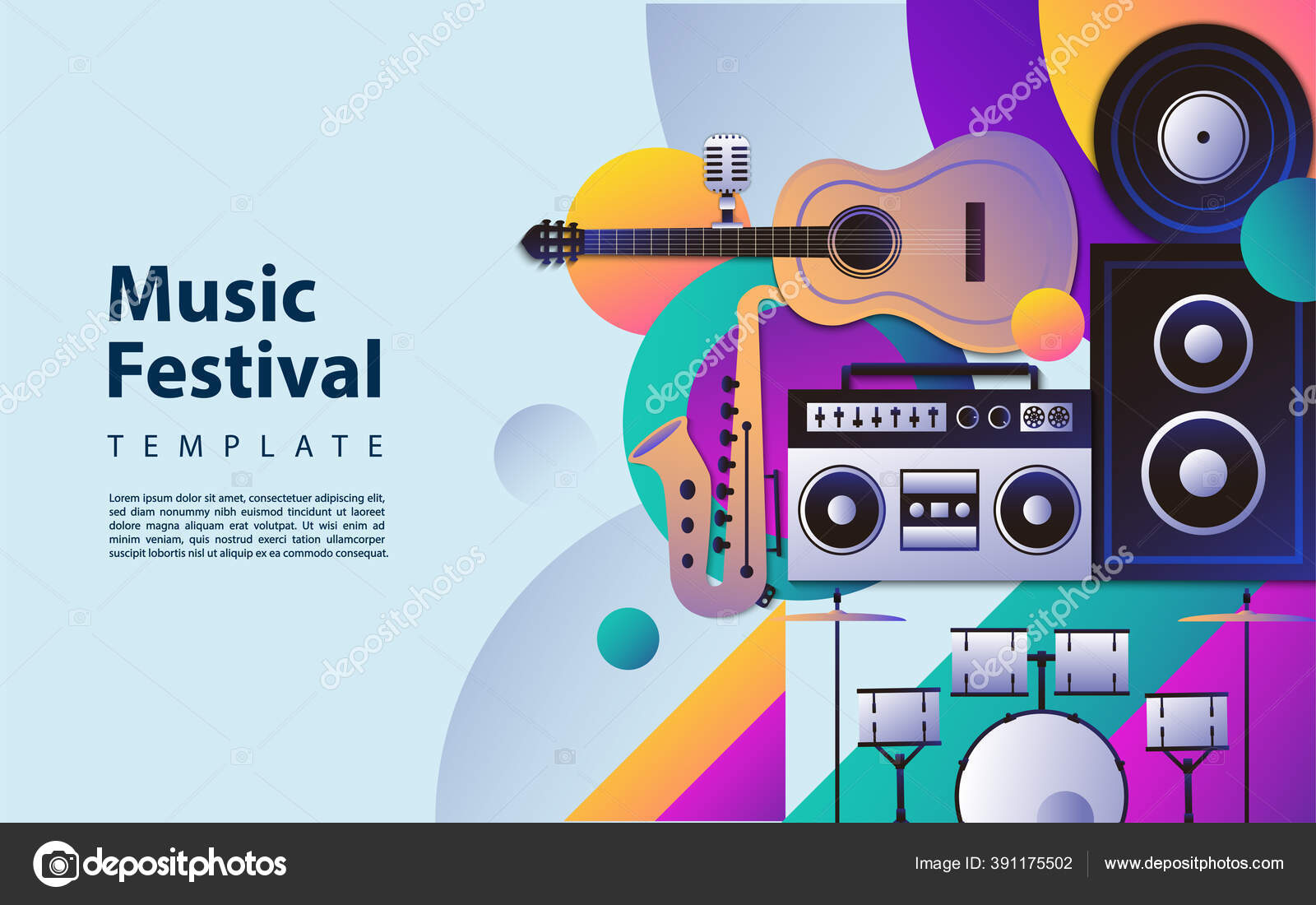 Creative Modern Background Design Based Music Theme Style Graphic ...