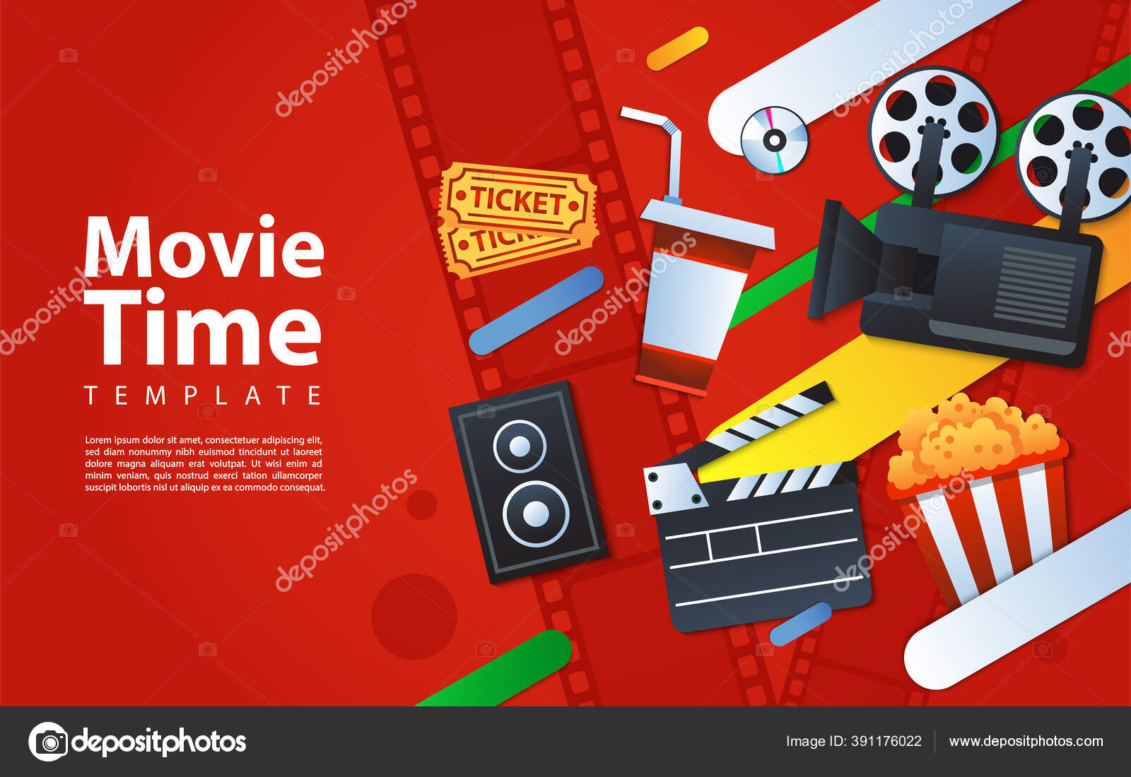 Creative Modern Background Design Based Movie Theme Style Graphic ...