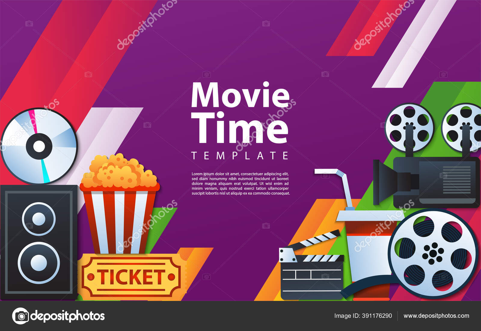 Creative Modern Background Design Based Movie Theme Style Graphic ...
