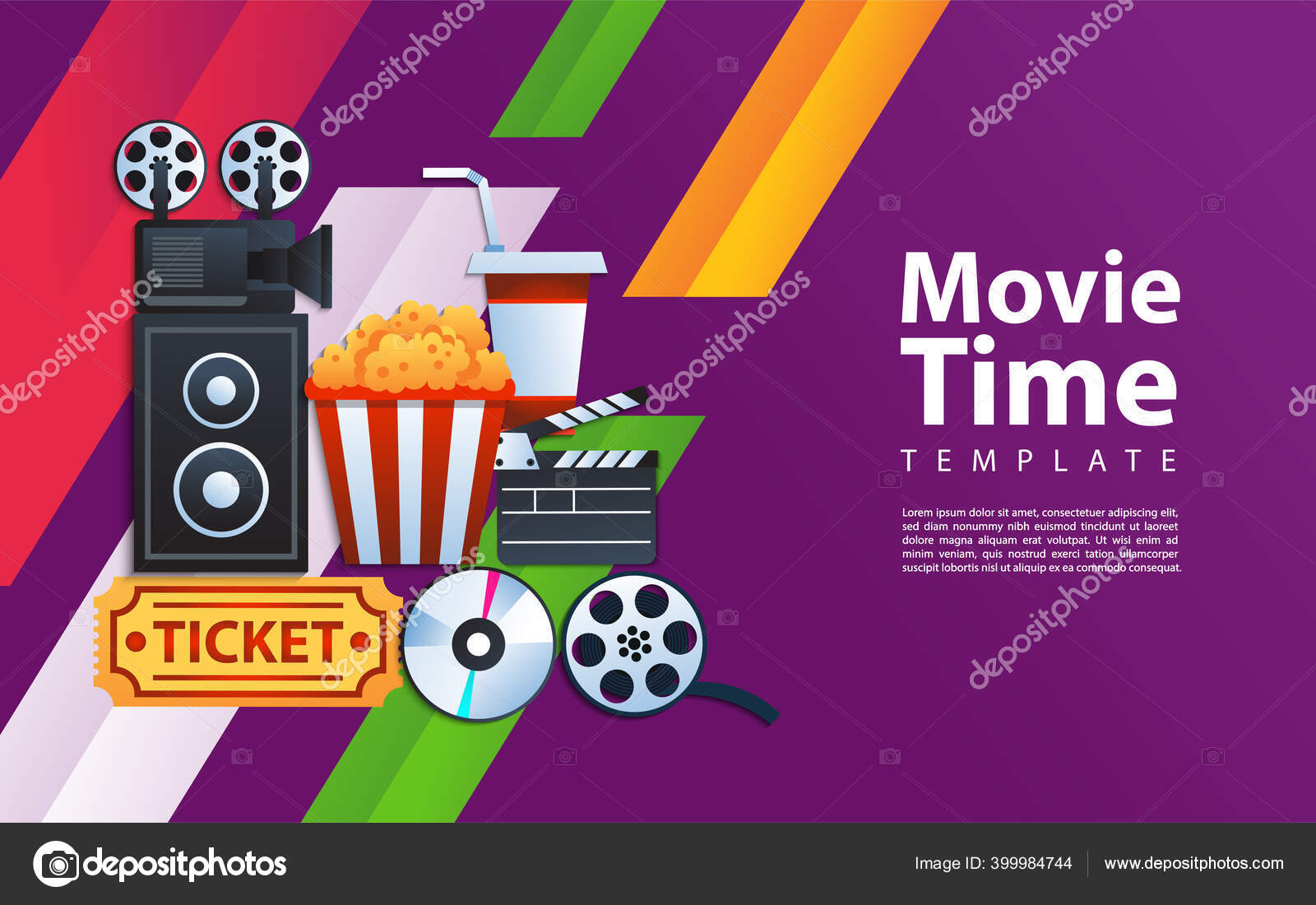 Creative Modern Background Design Based Movie Theme Style Graphic ...