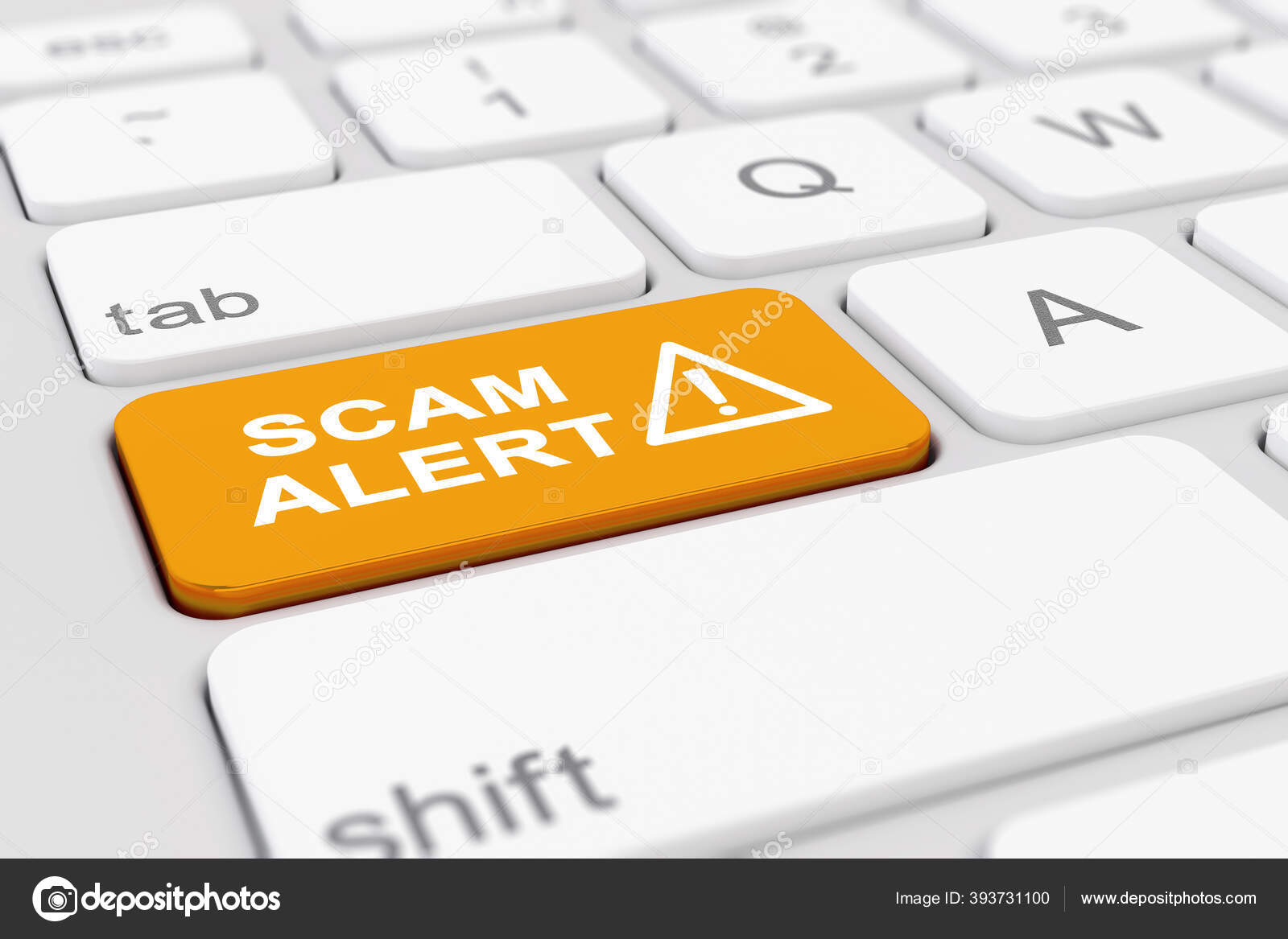 Render Keyboard Orange Key Message Scam Alert — Stock Photo © marog ...