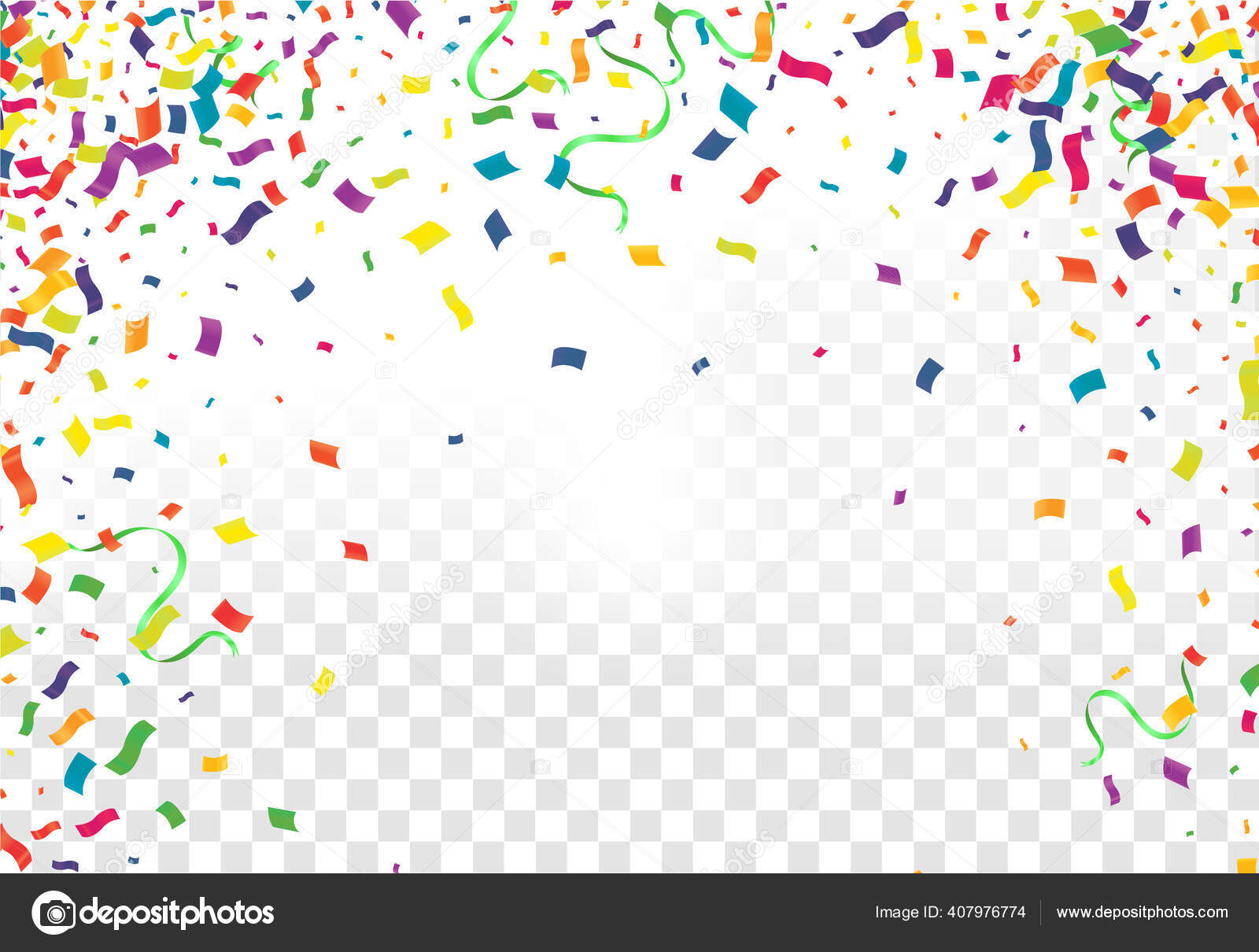 Celebration Background Template Confetti Variety Colors Ribbons Stock ...