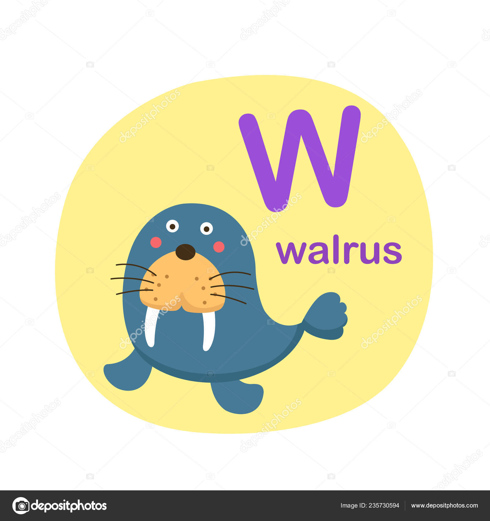 Ilustración Letra Alfabeto Aislado Morsa Vector Ilustración Vector de ...